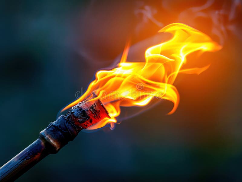 Hypnotic Flame Dance a Torch Flickering Light Against a Dark Background ...