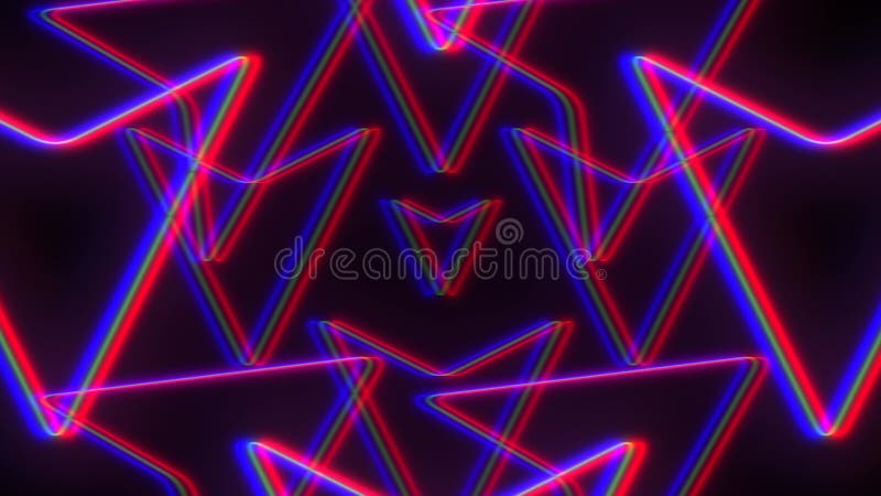 Triangle-shaped Pattern of Glowing Red and Blue Lines Stock Footage ...