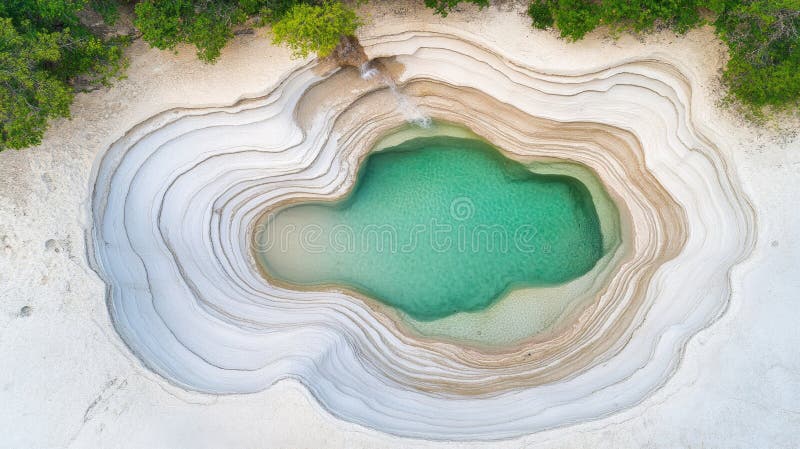 A Mesmerizing Turquoise Oasis Rests in a Desert Landscape, Bordered by ...