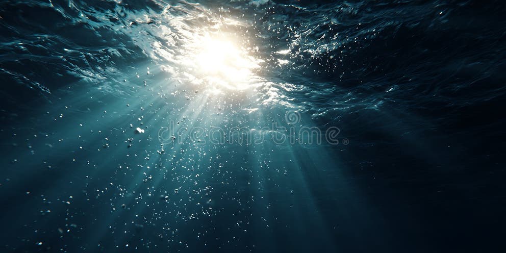 Mesmerizing Underwater Light Beams Dramatic Ocean Scene Stock ...