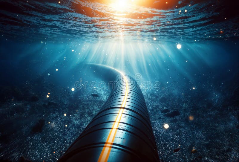 Underwater View of a Submarine Cable. 3d Rendering Image., Generative ...
