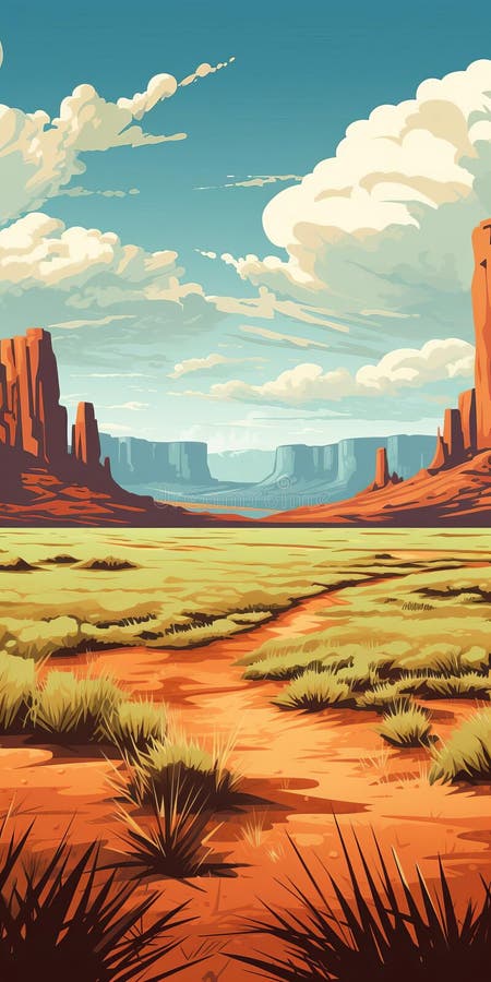 Desert Grassland: a Vibrant Vector Illustration Stock Illustration ...