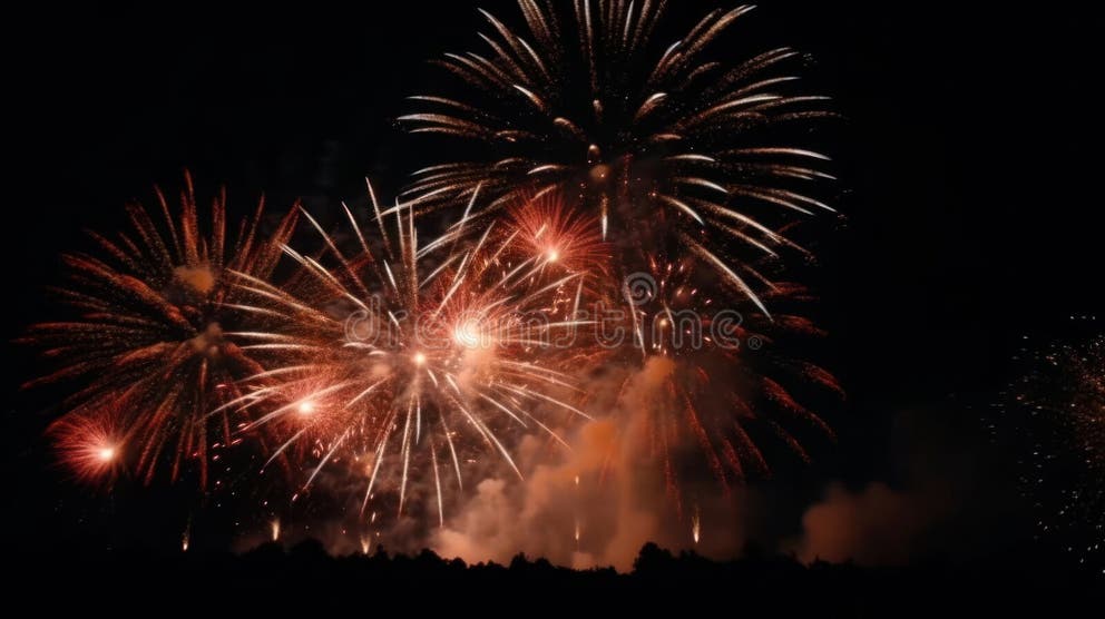 A Slow-motion Shot of Fireworks Exploding in the Night Sky Created with ...