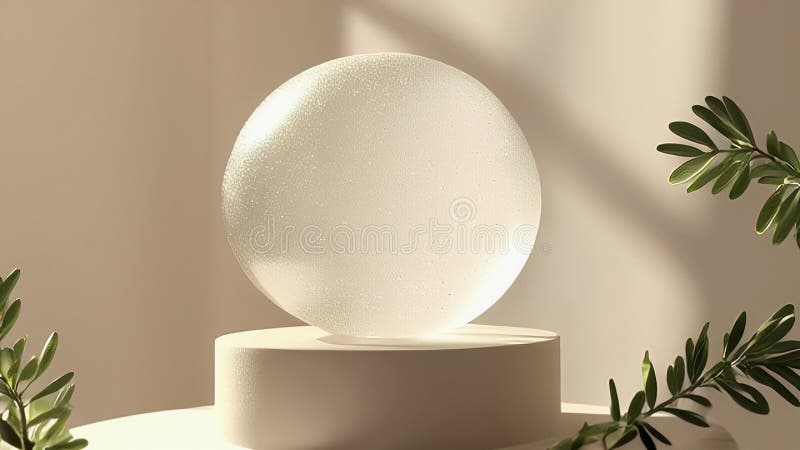 Translucent Sphere on White Pedestal: Sunlit Minimalist Scene with ...