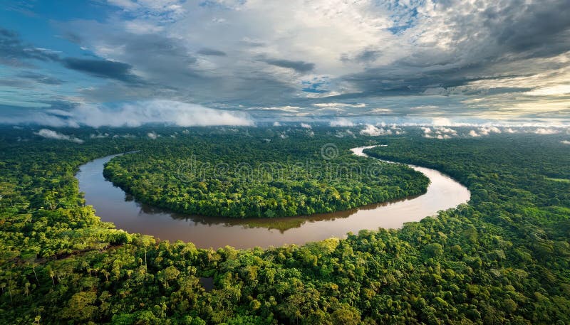 Verdant Lushness Breaking through a Splendid Amazon Rainforest River ...