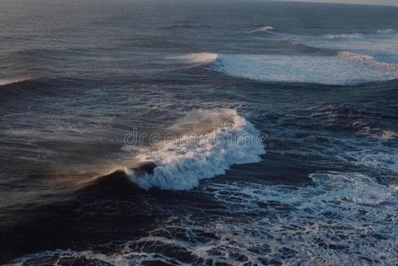 Mesmerizing View of Big Waves at Sunset Stock Image - Image of white ...