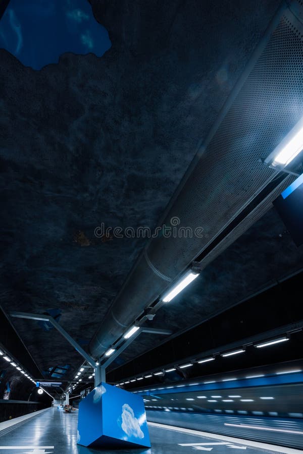Mesmerizing View of a Blue Metro in a Station with a Modern Design ...