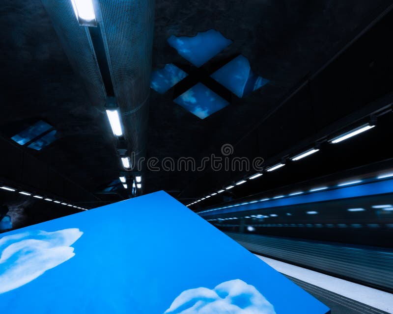Mesmerizing View of a Blue Metro in a Station with a Modern Design ...