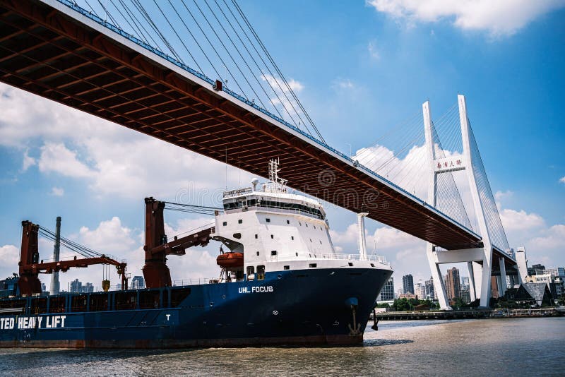 Mesmerizing View of a Cloudy Blue Sky Over the Bridge Editorial Stock ...