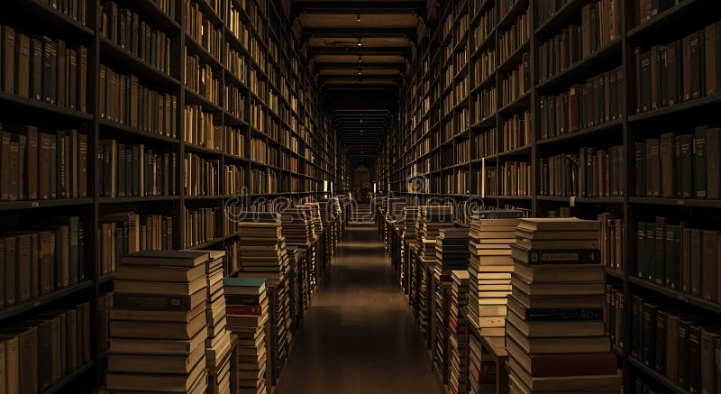 A Mesmerizing View of an Endless Library Corridor Filled with Towering ...