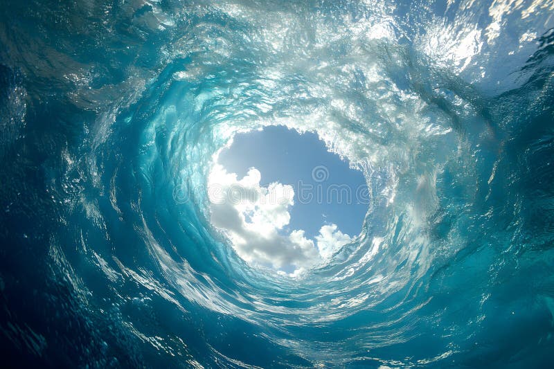 Dynamic Ocean Wave Tunnel Vortex with Sky View - Nature S Power and ...