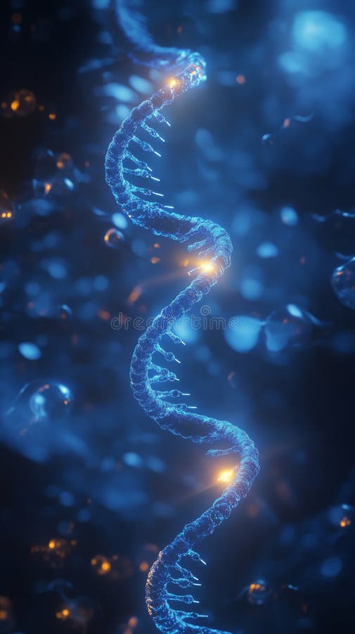 A Mesmerizing View of a Glowing DNA Double Helix Illuminated Against a ...