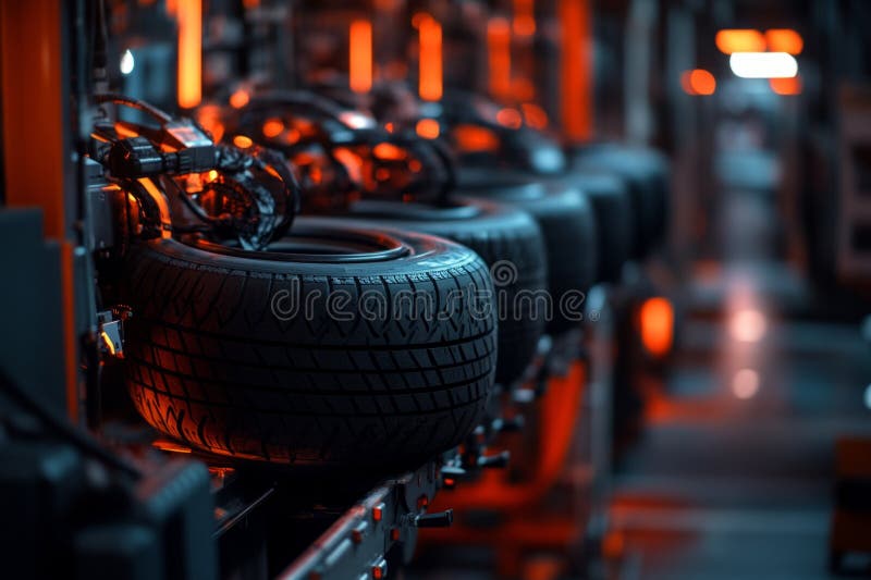 A Mesmerizing View of a Modern Tire Manufacturing Line. Precision in ...