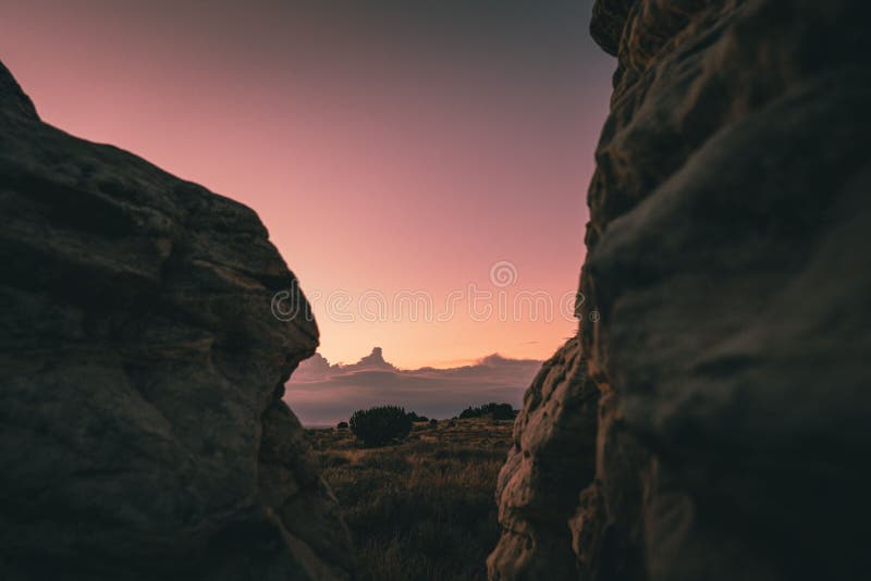 Mesmerizing View of the Rock Formations on the Background of the Pink ...