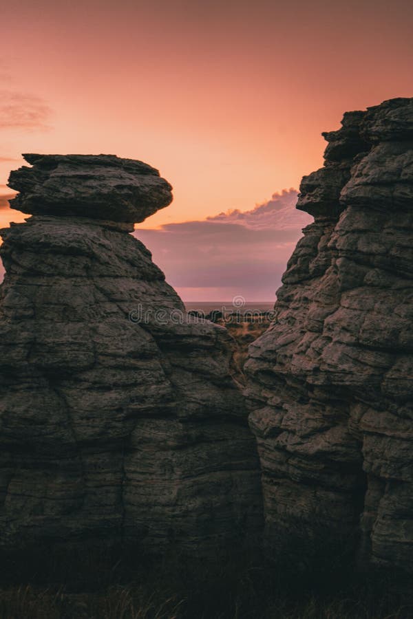 Mesmerizing View of the Rock Formations on the Background of the Pink ...