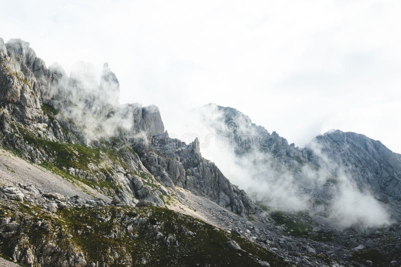 Mesmerizing View of the Rocky Landscapes Covered with Fog Stock Image ...