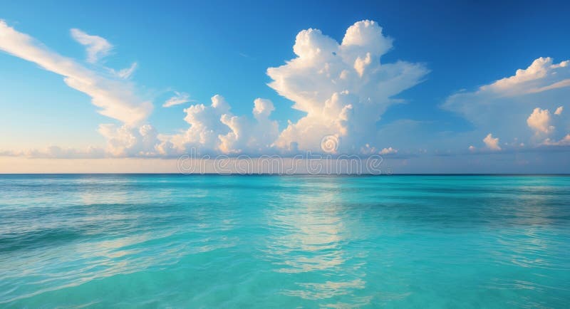 A Mesmerizing View of the Sea with a Clear Blue Sky and Fluffy White ...