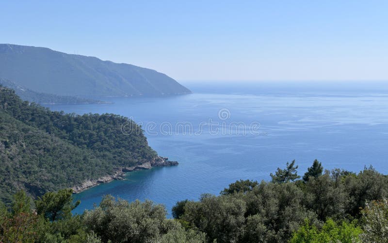 Mesmerizing View of the Sea and Forested Cliffs in Kabak, Turkey Stock ...