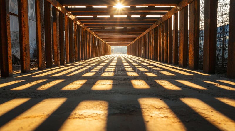Mesmerizing View of Square Steel Beams Creating Depth and Perspective ...