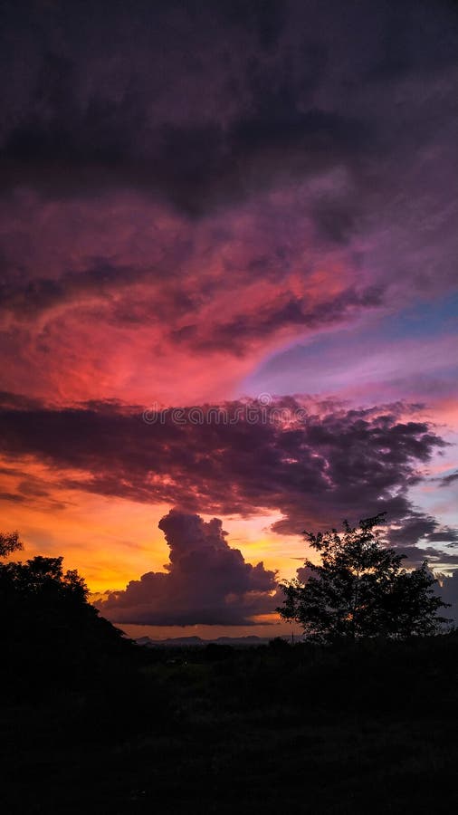 Sunset on a gloomy day. stock photo. Image of park, sunset - 140003344