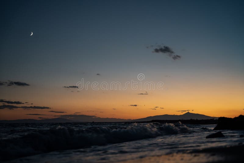 Mesmerizing View of the Sunset Sky Over the Sea in the Evening Stock ...