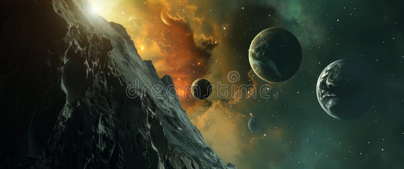 Three Planets Orbiting the Sun with Planet Earth in the Foreground ...