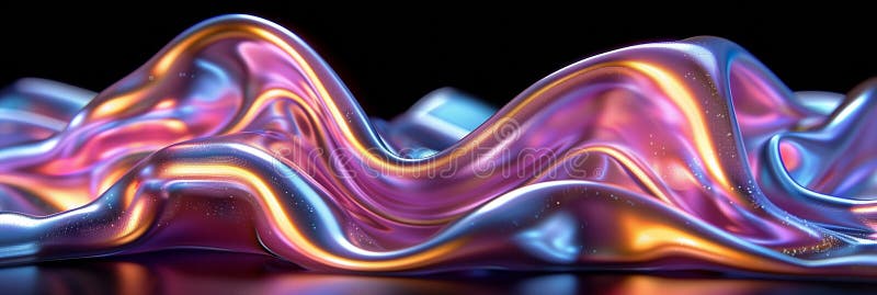 Wavy Neon Lights Reflecting on a Dark Surface. AI Generated Stock ...
