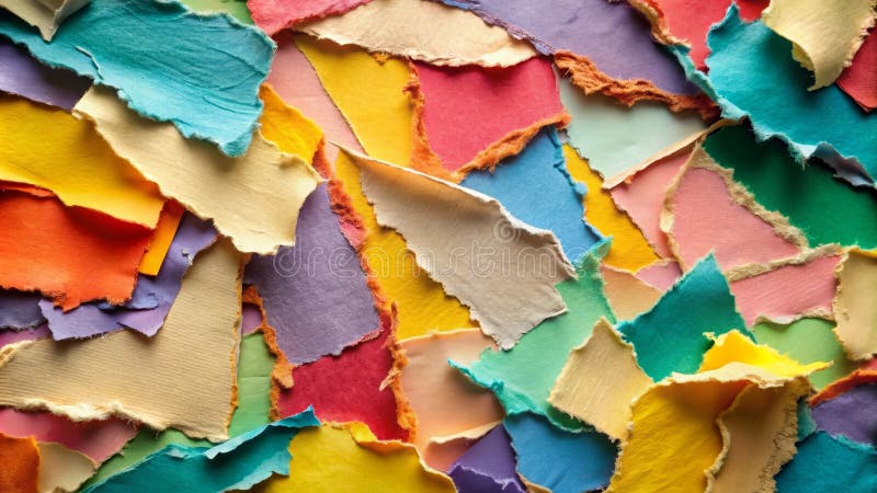 Abstract Colorful Torn Paper Texture Background Featuring a Vibrant Mix ...