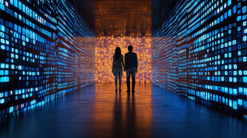 Walking through the Matrix stock illustration. Illustration of ...