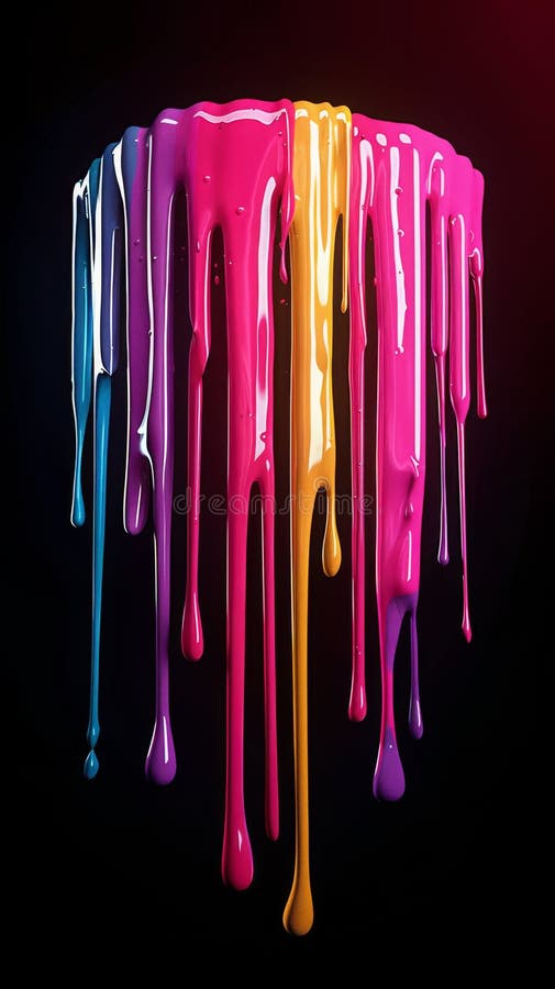 The Mesmerizing Visual Effect is Created by Colorful Paint Drips on a ...