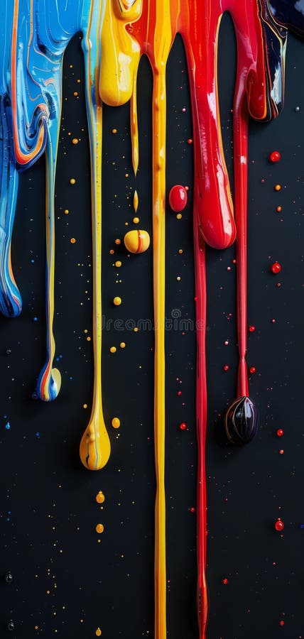 The Mesmerizing Visual Effect is Created by Colorful Paint Drips on a ...
