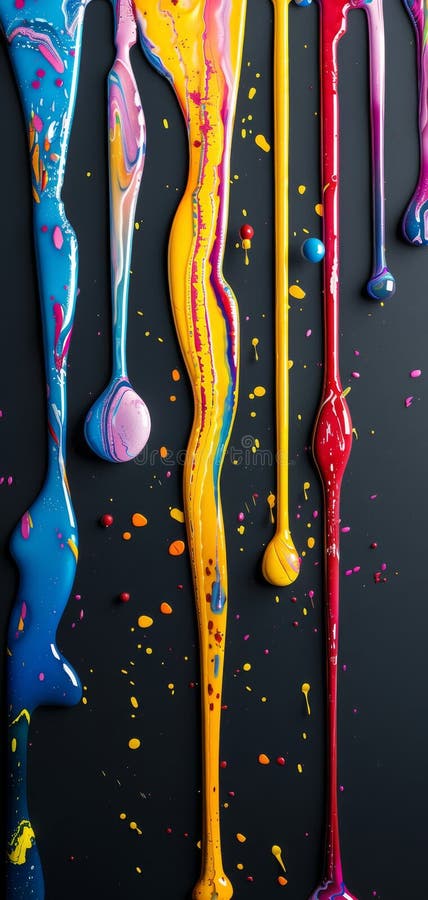 The Mesmerizing Visual Effect is Created by Colorful Paint Drips on a ...