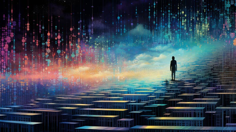 Digital Reverie: Convergence of Dreams and Code Stock Illustration ...