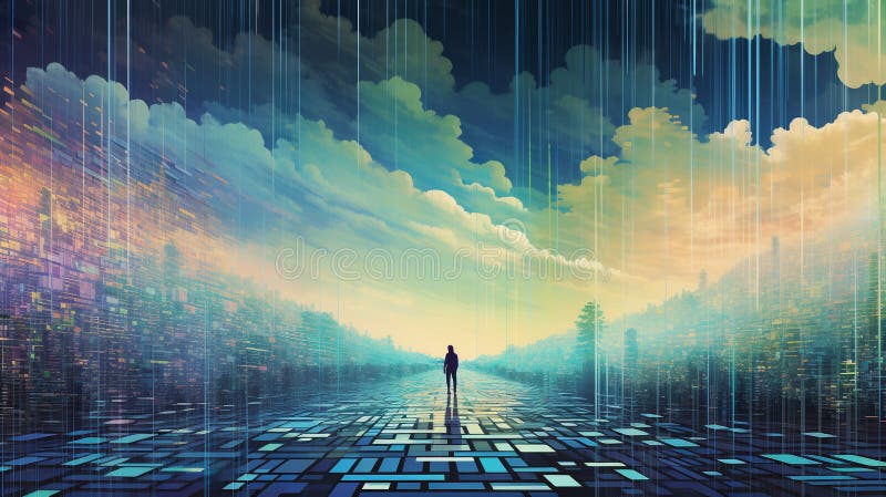 Digital Reverie: Convergence of Dreams and Code Stock Illustration ...