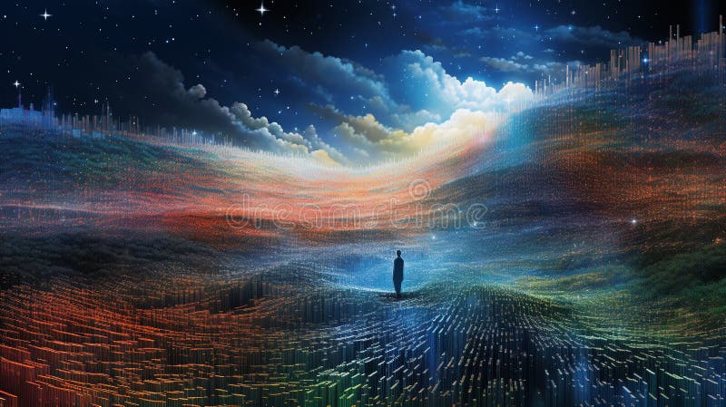 Digital Reverie: Convergence of Dreams and Code Stock Illustration ...