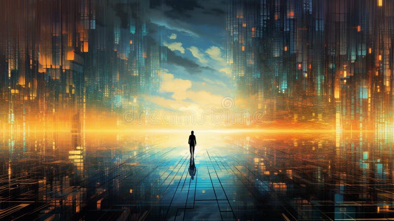 Digital Reverie: Convergence of Dreams and Code Stock Illustration ...