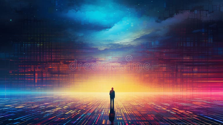Digital Reverie: Convergence of Dreams and Code Stock Illustration ...