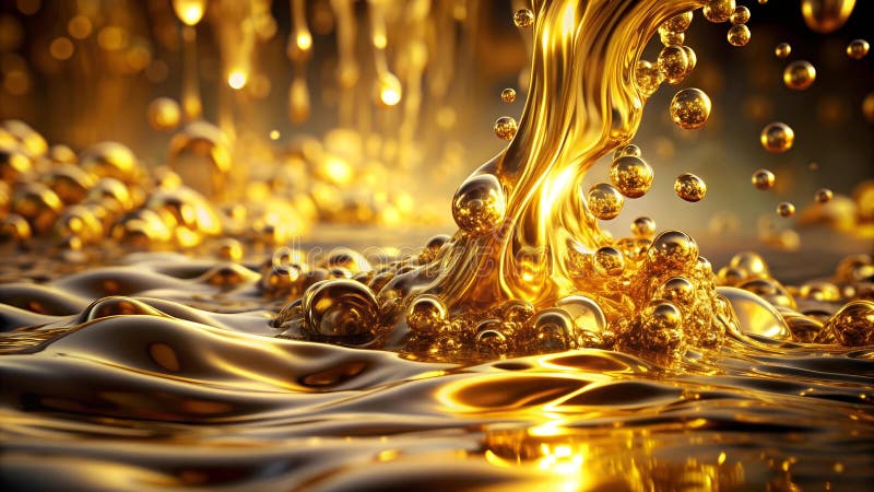 A Mesmerizing Visual of Molten Gold Cascading Down a Smooth Surface Creating Intricate Patterns ...