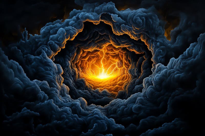 A Mesmerizing Vortex of Dark Clouds with a Glowing Orange Core ...