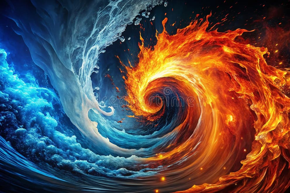 A Mesmerizing Vortex of Fire and Water Abstract Visual Representation ...