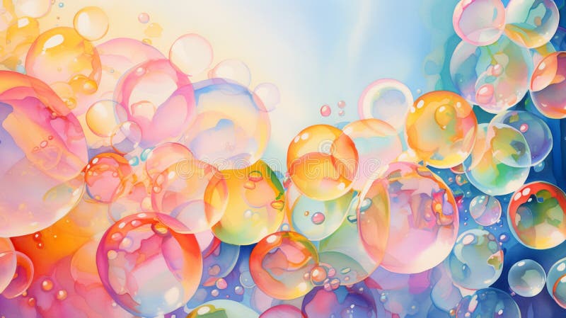 Colorful Bubbles Floating on a Reflective Surface, Creating a Serene ...