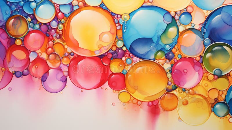 Colorful Bubbles Floating on a Reflective Surface, Creating a Serene ...
