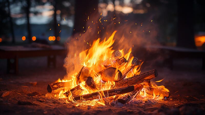 Mesmerizing Warmth of a Campfire Stock Illustration - Illustration of warmth, flame: 285026269
