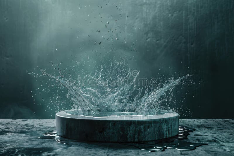 Mesmerizing Water Splash on a Solid Concrete Surface in a Dark Green ...