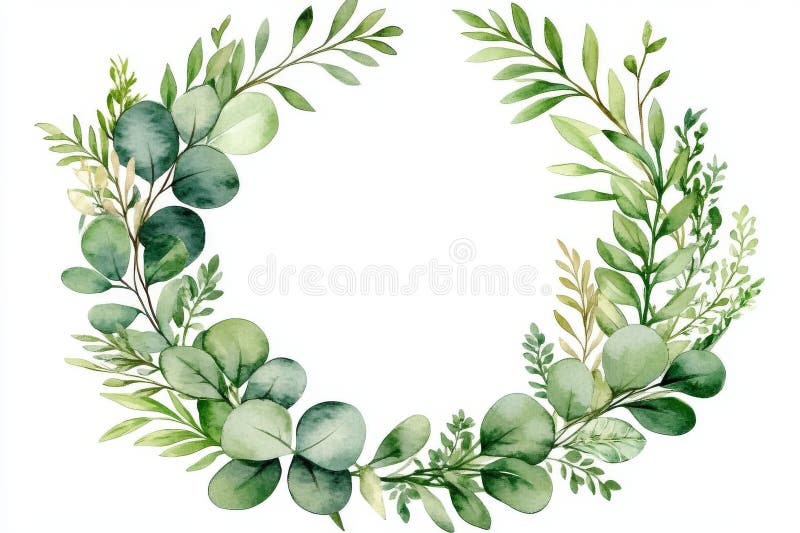 A Mesmerizing Watercolor Border Adorned with Eucalyptus Twigs, Isolated ...