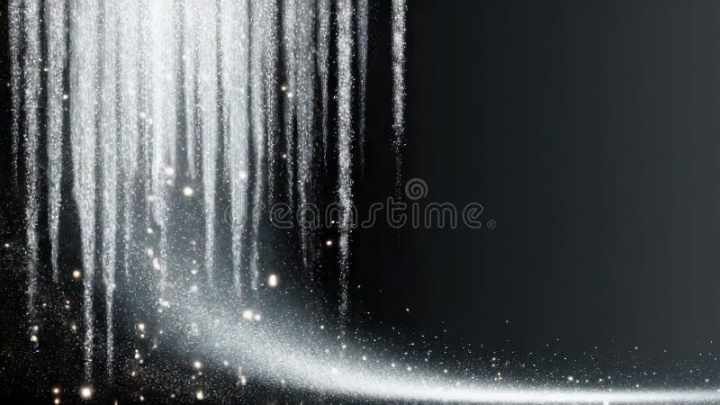 Mesmerizing Waterfall on Black Background with Glittering Effect Stock ...