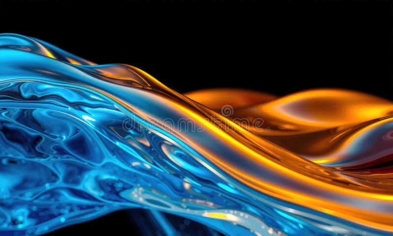 Mesmerizing Wave of Blue and Orange Fluid, Showcasing Smooth and Glossy ...