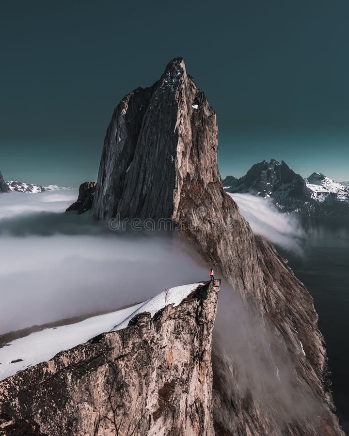Mesmerizing Winter View of Mountain Segla at Senja Island, Norway Stock ...