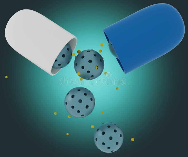 Mesoporous Nanoparticles Inside of Drug Capsule Stock Illustration ...