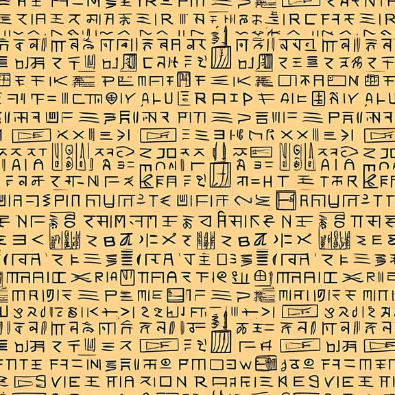 Mesopotamian Cuneiform Writing Seamless Pattern Stock Illustration ...